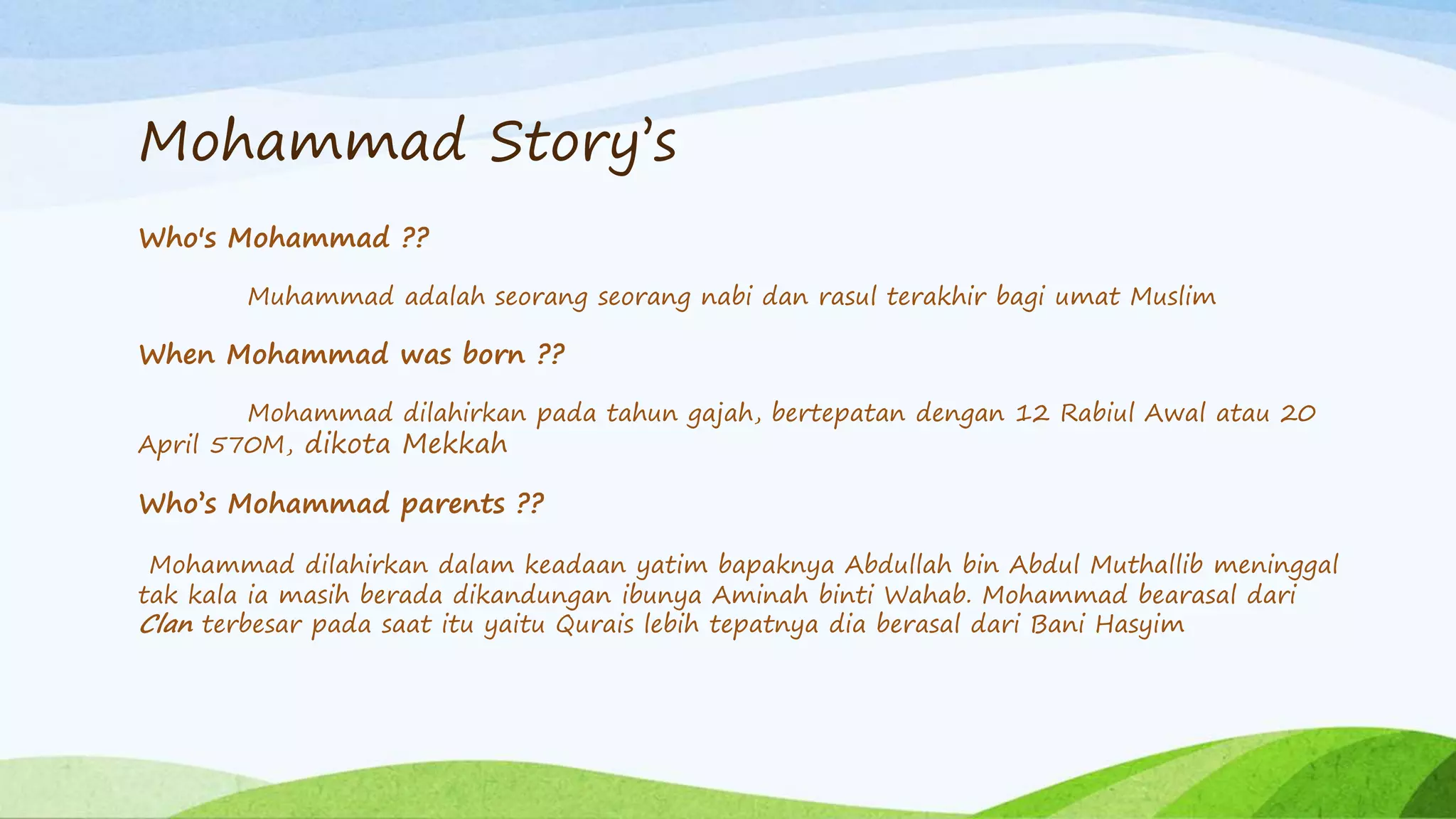 Tarikh // Biografi Nabi Muhammad | PPT