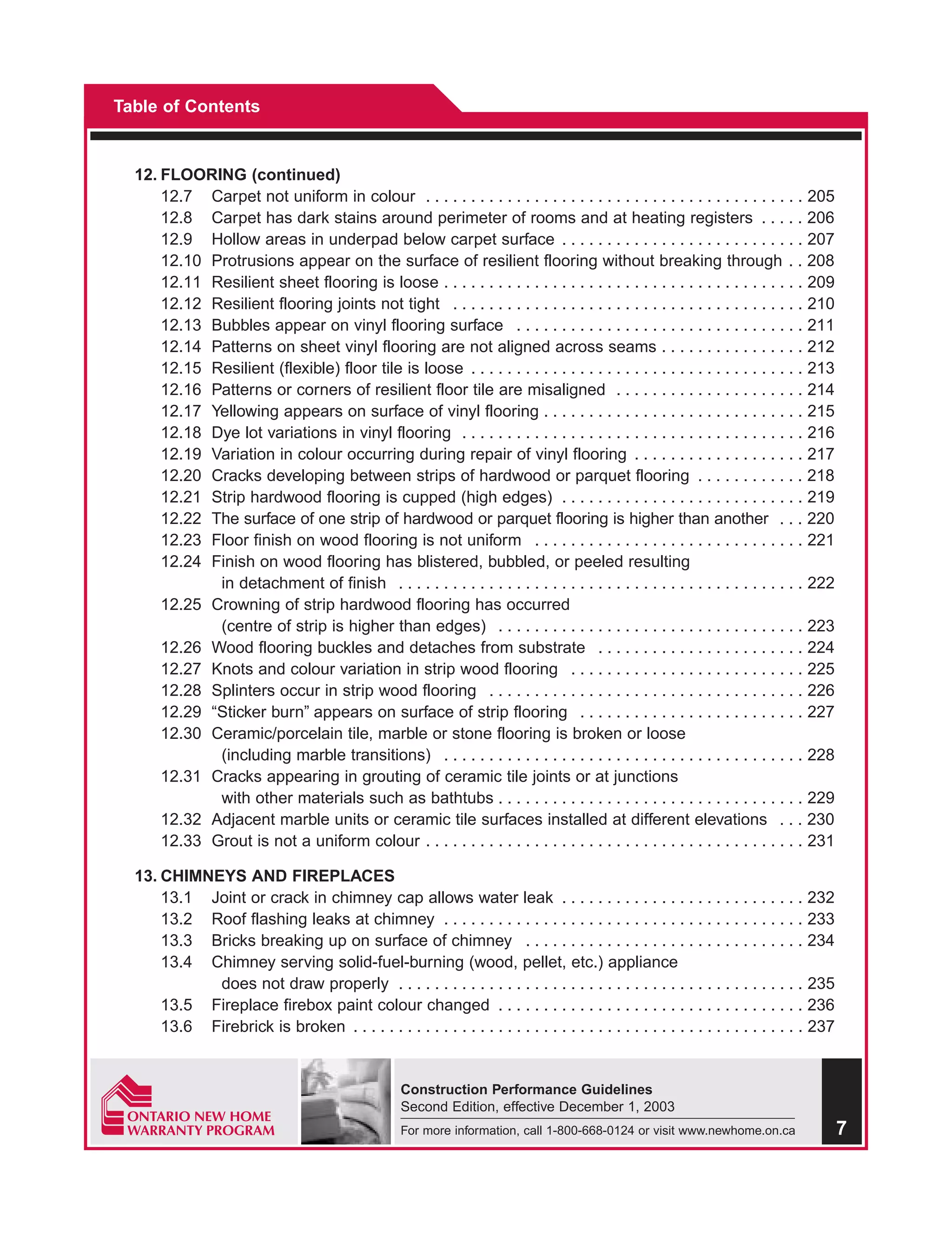 Tarion Performance Guidelines | PDF | Woodworking | Arts and Crafts