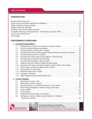 Tarion Performance Guidelines | PDF