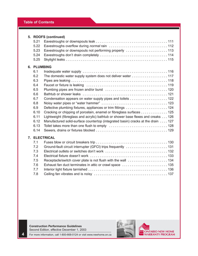 Tarion Performance Guidelines | PDF | Woodworking | Arts and Crafts