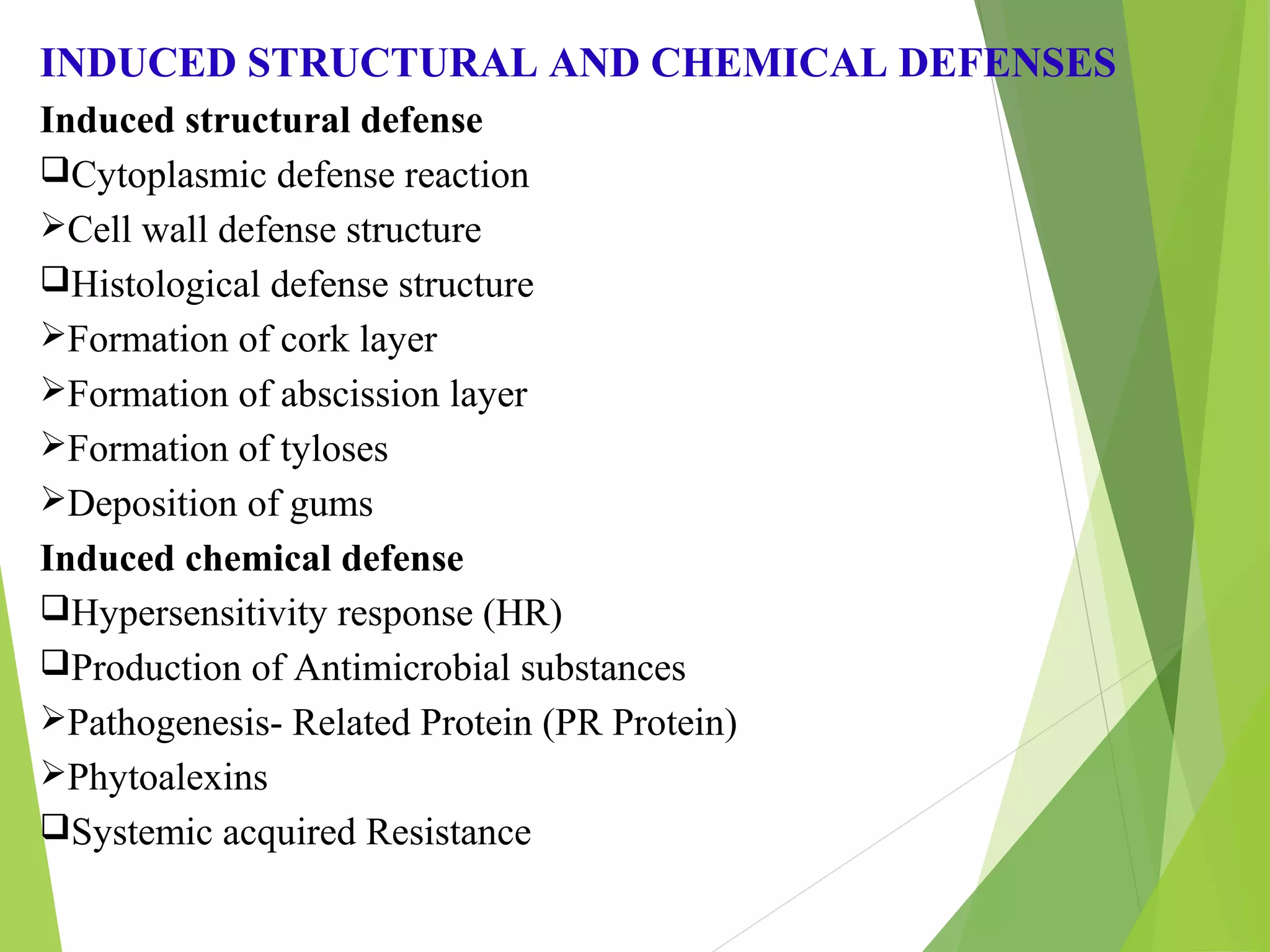 Defence mechanism in plants: Preformed substances and structures. | PPT