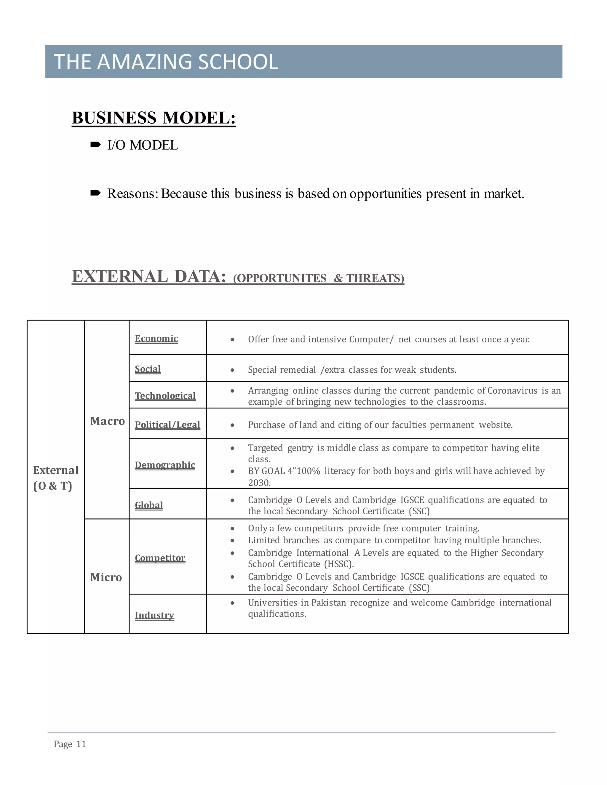 The Amazing School (Business Plan) Report | DOCX