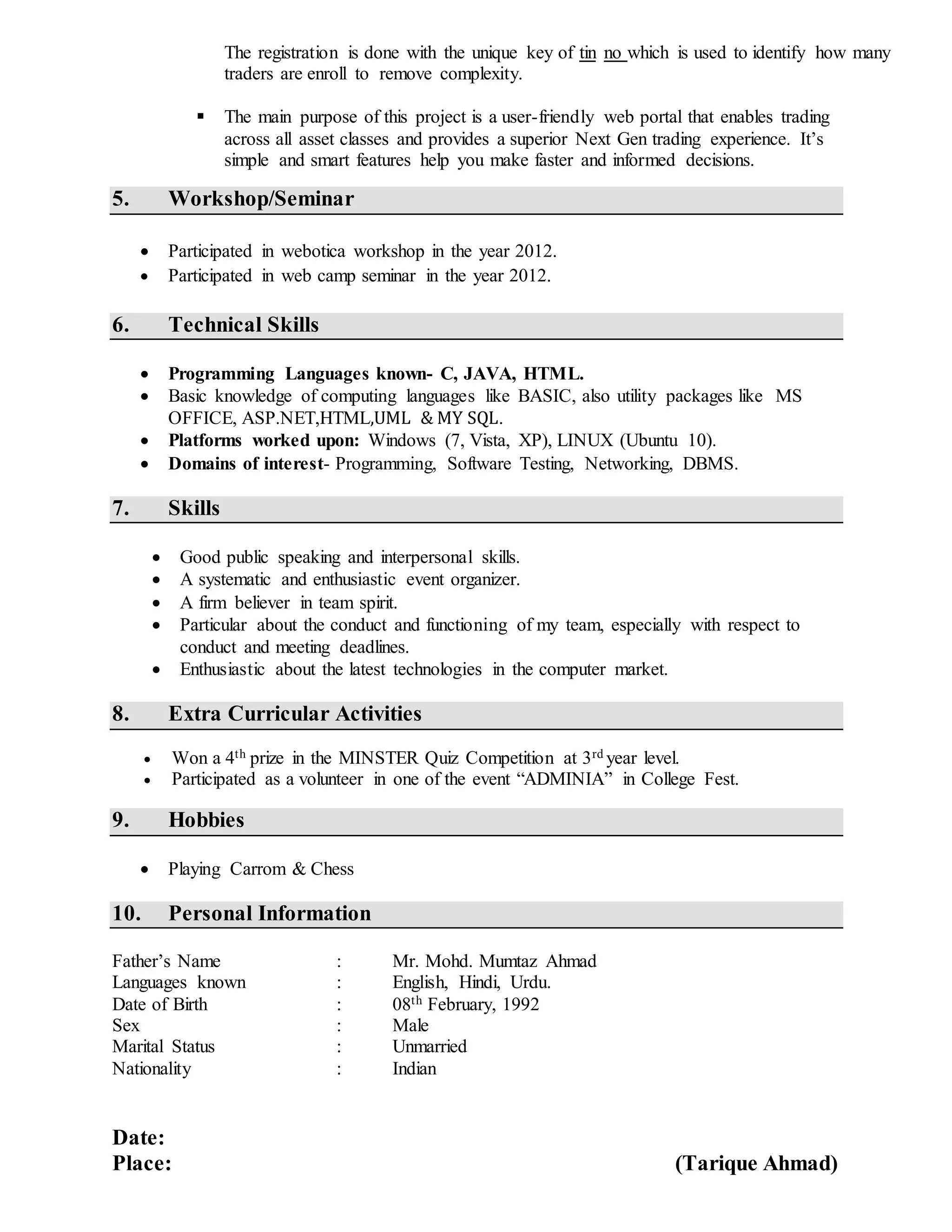 Resume | DOCX | Computing | Technology & Computing