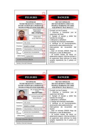 Tarjetas de bloqueo | PDF