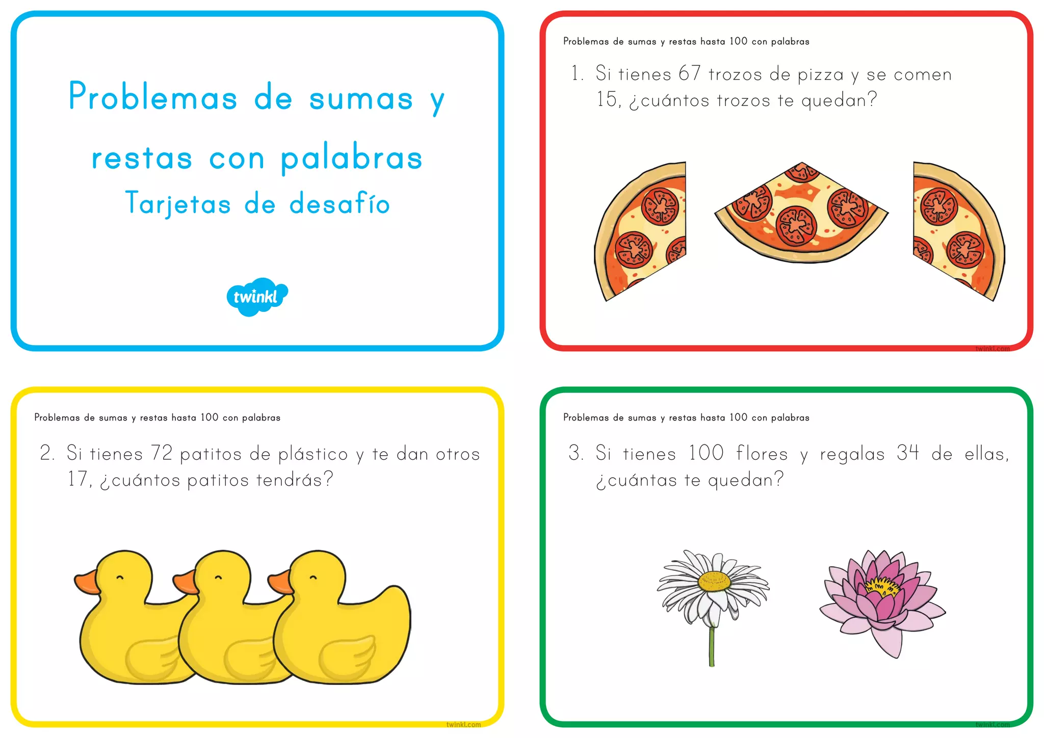 Hojas De Trabajo De Resta De 2do Grado, 100 Problemas