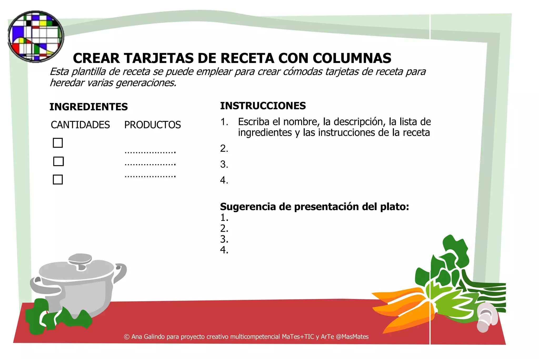 Tarjetas de recetas de cocina | PDF
