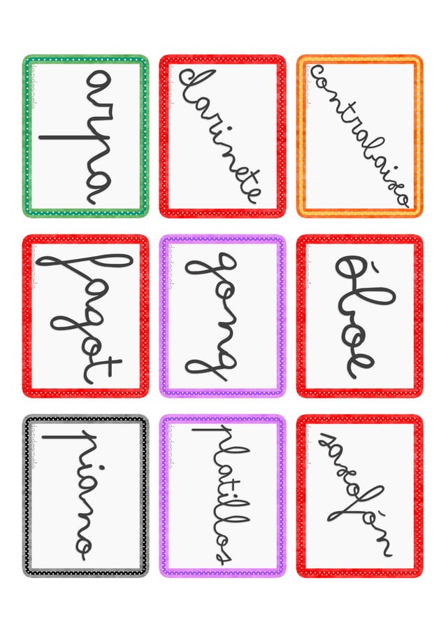 Tarjetas de instrumentos musicales