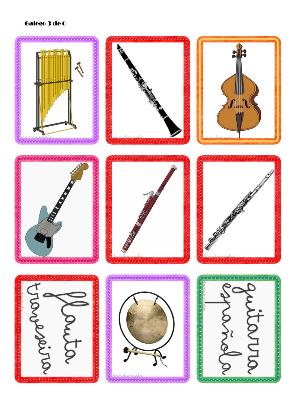 Tarjetas de instrumentos musicales