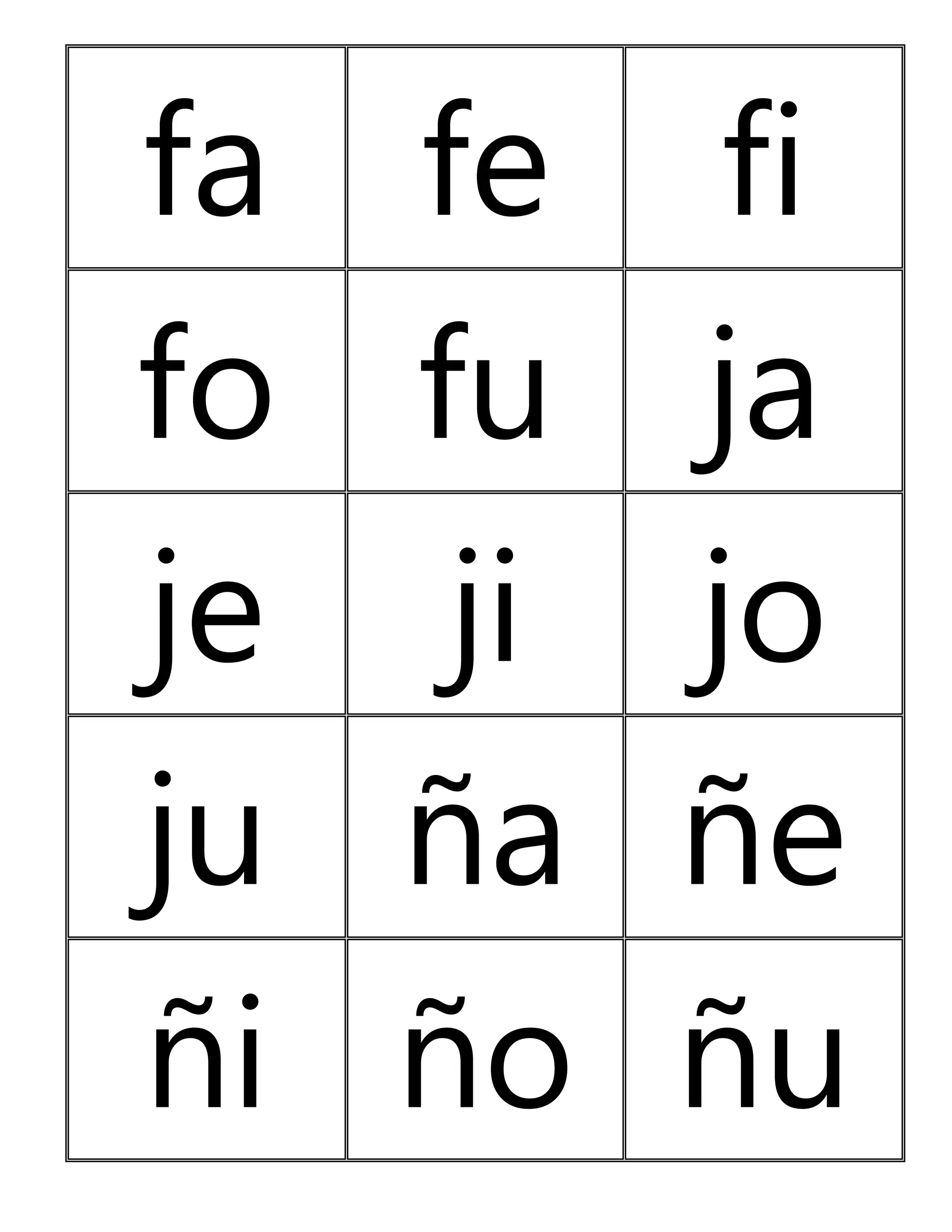 Tarjetas silabas | DOCX