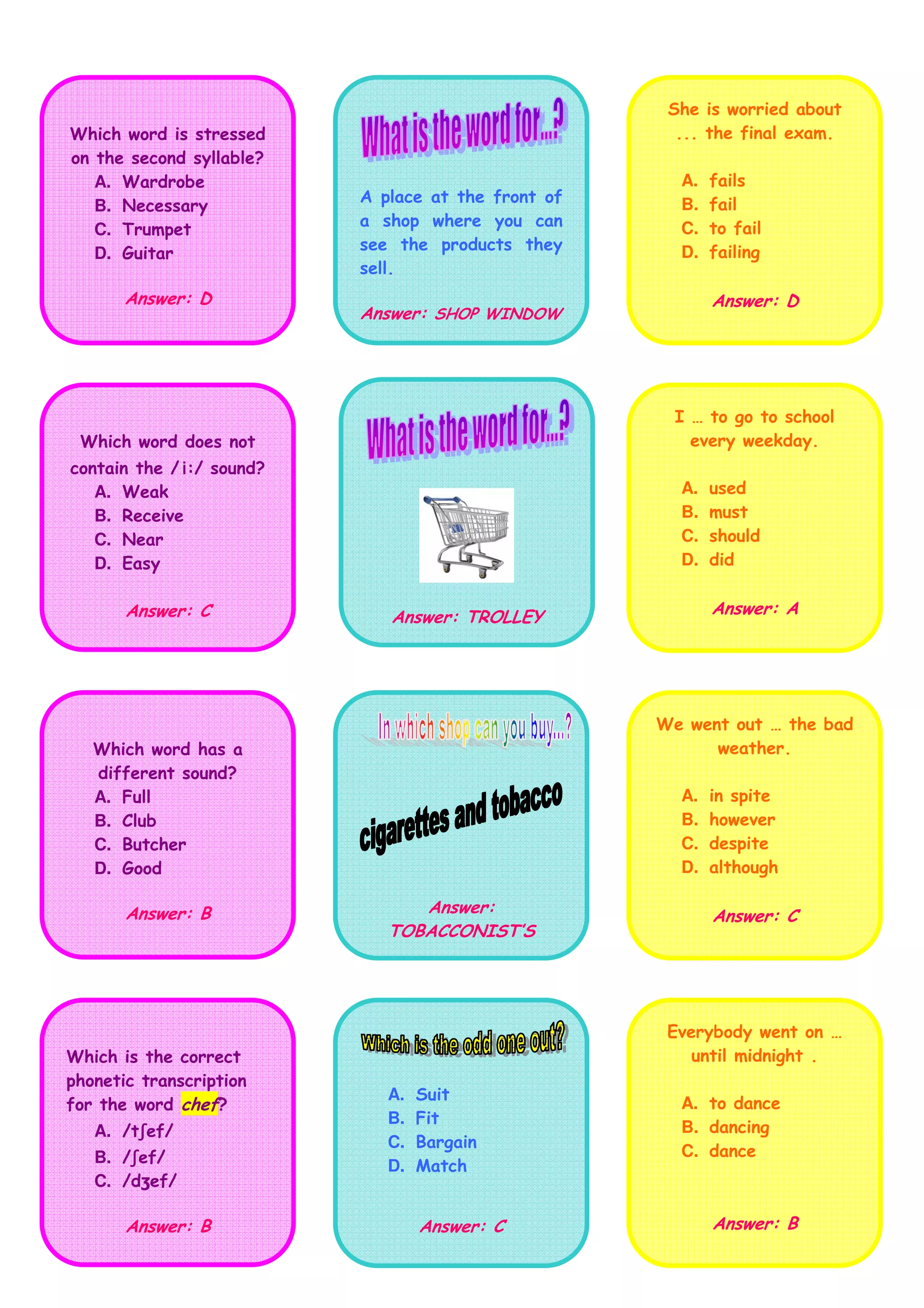 The Star Game Cards | PDF | Standardized Testing | Educational Assessment