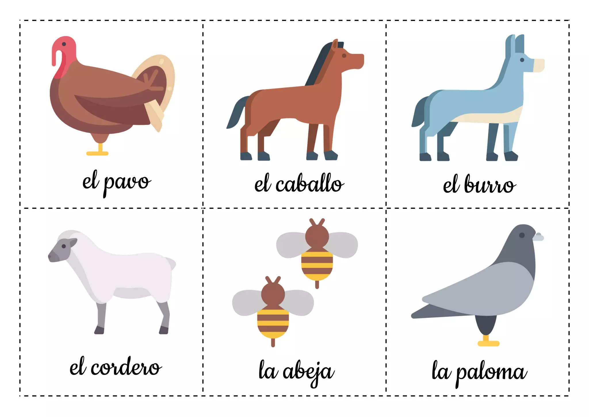 Tarjetas vocabulario animales de granja | PDF