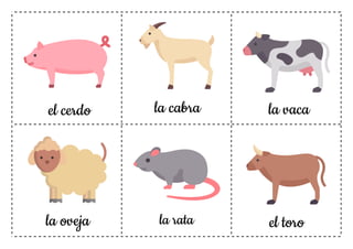 Tarjetas vocabulario animales de granja | PDF