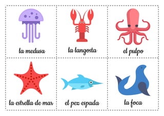Tarjetas de animales marinos | PDF