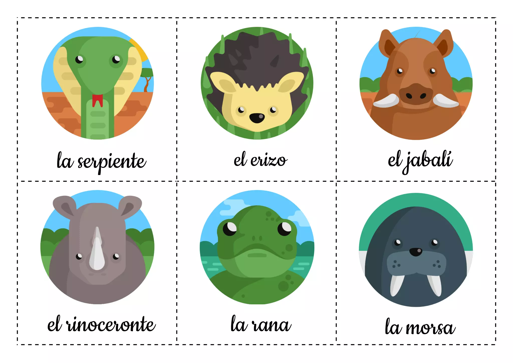Tarjetas vocabulario animales salvajes | PPT