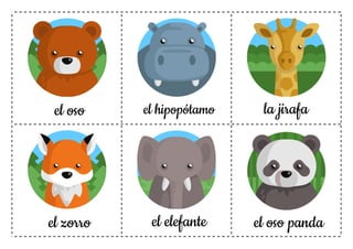 Tarjetas vocabulario animales salvajes | PPT