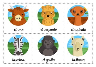 Tarjetas vocabulario animales salvajes | PDF