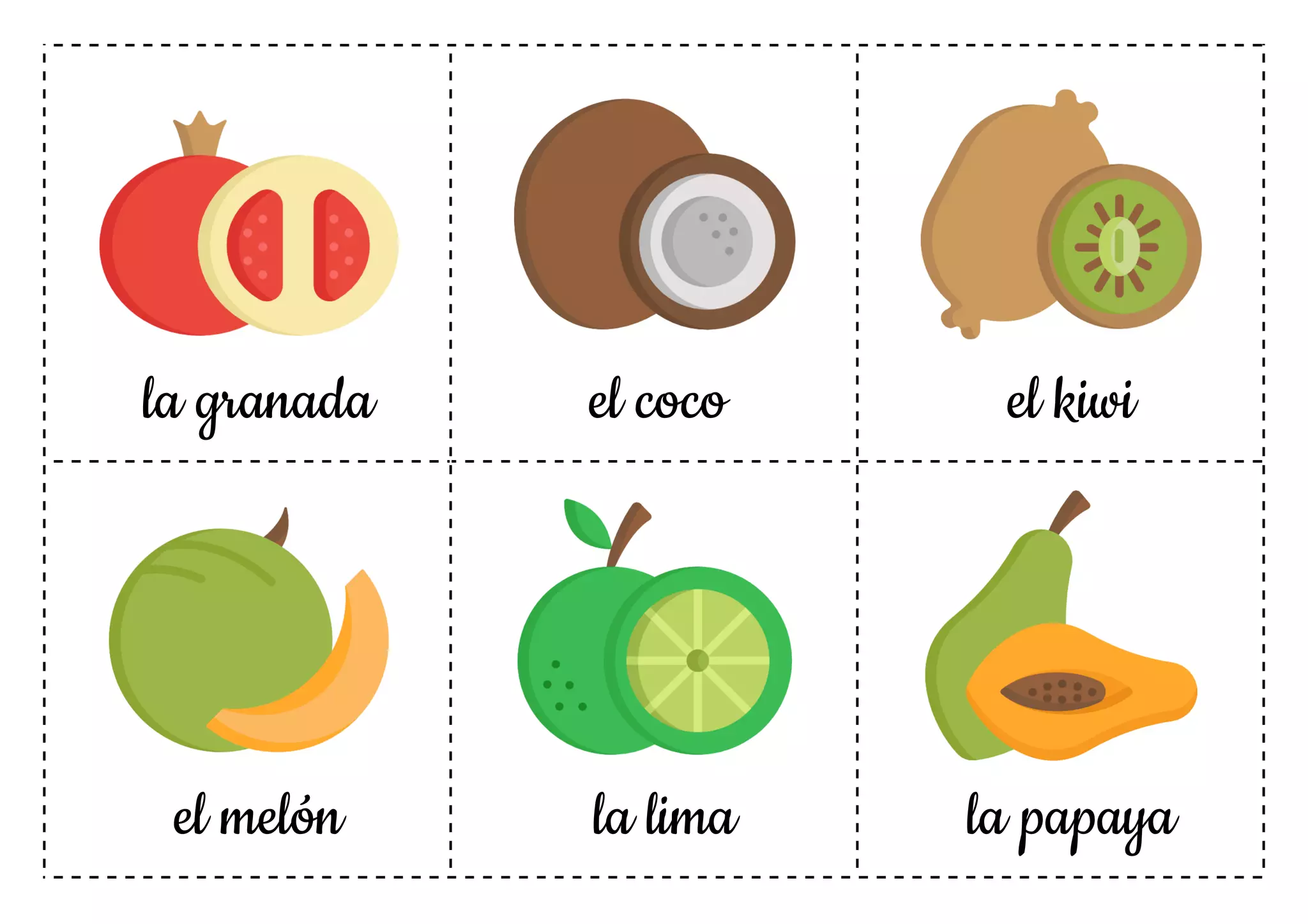 Tarjetas vocabulario frutas | PDF