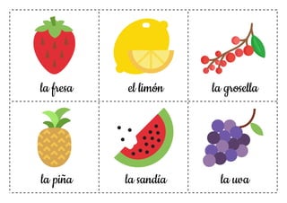 Tarjetas vocabulario frutas | PPT