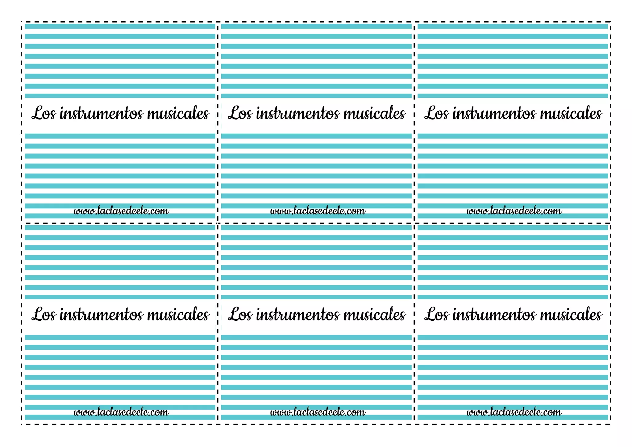 Tarjetas vocabulario instrumentos musicales | PDF