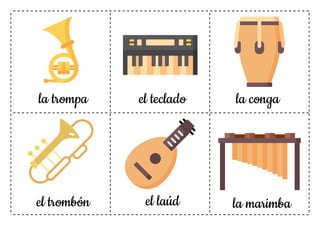 Tarjetas vocabulario instrumentos musicales | PDF