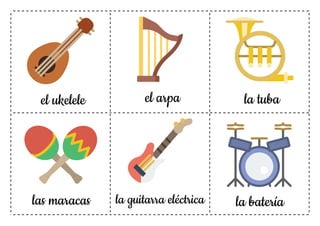 Tarjetas vocabulario instrumentos musicales | PDF
