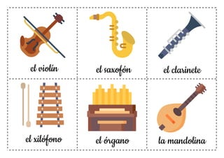Tarjetas vocabulario instrumentos musicales | PDF