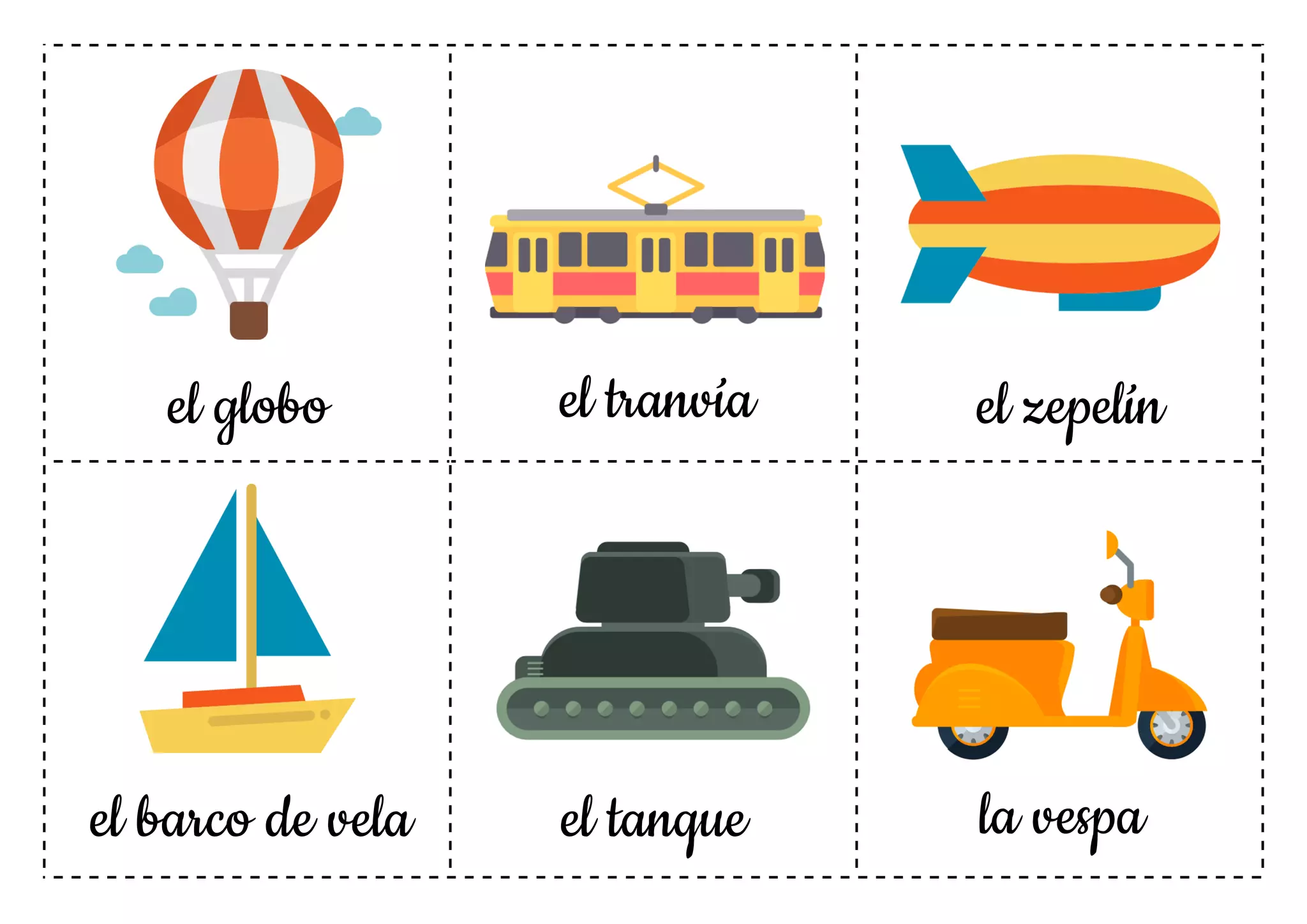 Tarjetas vocabulario transporte | PDF | Automotive