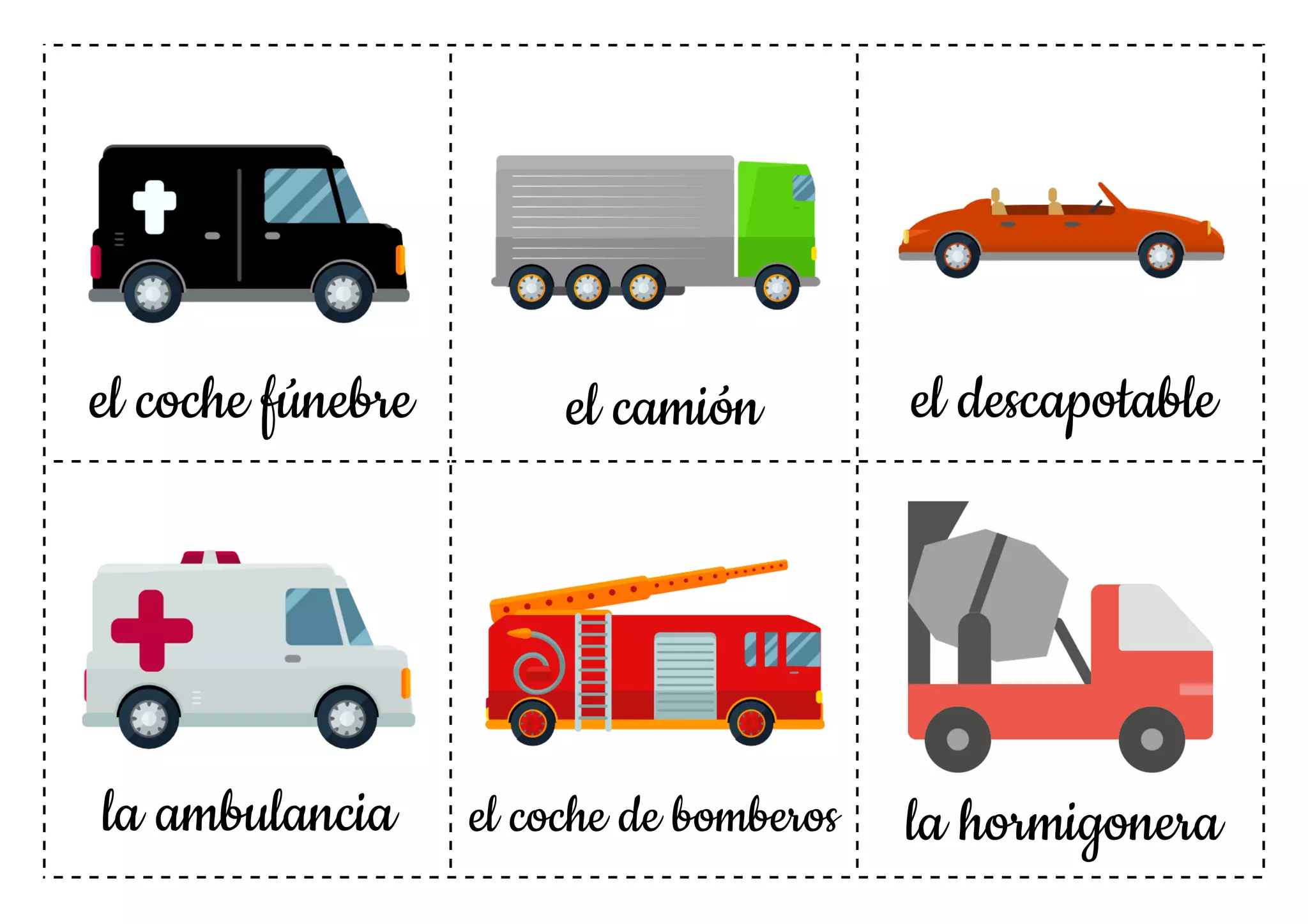 Tarjetas vocabulario transporte | PDF | Automotive