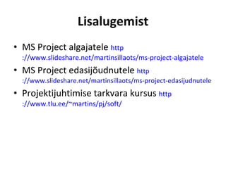 Projektijuhtimise tarkvara | PPT