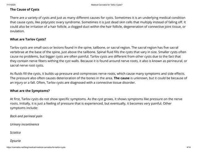 Is Medical Marijuana for Tarlov Cysts? | PDF