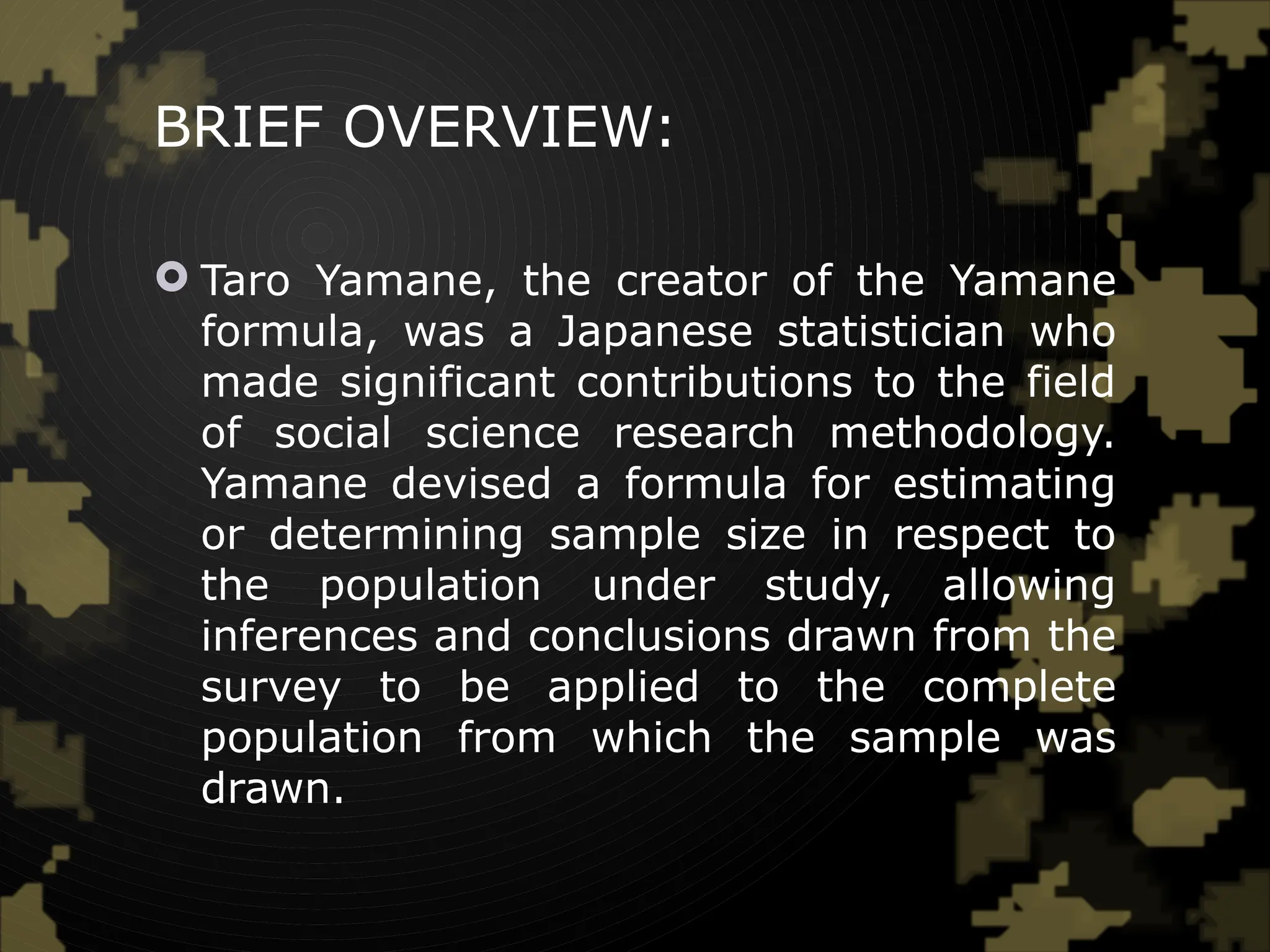 TARO YAMANE’S FORMULA in Statistics Report.pptx