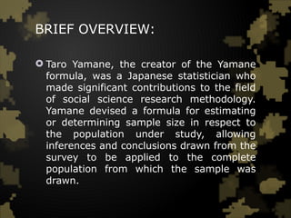 TARO YAMANE’S FORMULA in Statistics Report.pptx