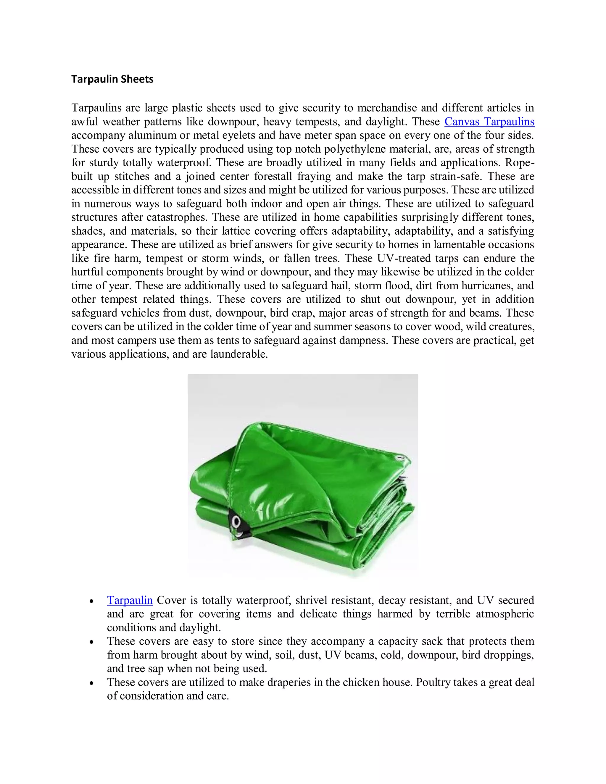 Tarpaulin Sheets.pdf | Free Download