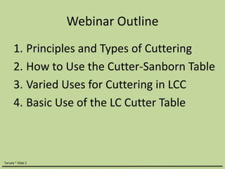 Tarsala: Building Cutter Numbers | PPTX