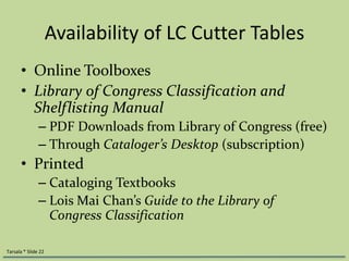 Tarsala: Building Cutter Numbers | PPTX