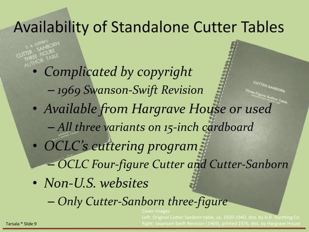 Tarsala: Building Cutter Numbers | PPTX