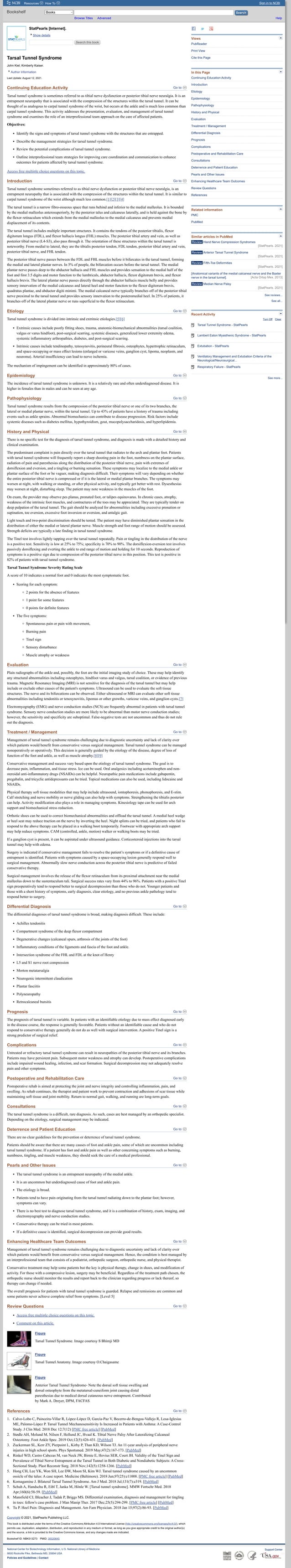 Tarsal tunnel syndrome stat pearls - ncbi bookshelf | PDF