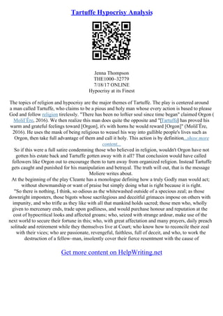 Tartuffe Essay | PDF