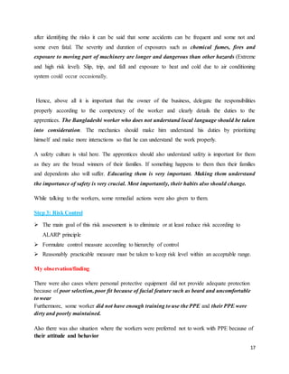 Motor vehicle Mechanical repair workshop Risk assessment, safety ...