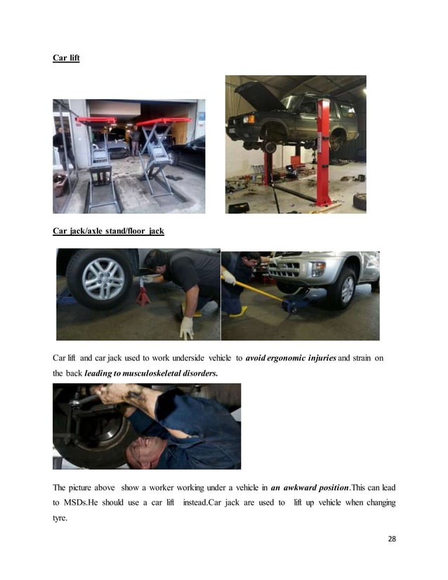 Motor vehicle Mechanical repair workshop Risk assessment, safety ...