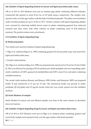 Isolation and characterization of Lignin-degrading microbes | DOCX