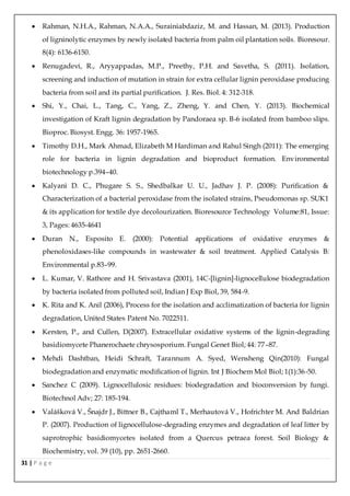 Isolation and characterization of Lignin-degrading microbes | DOCX
