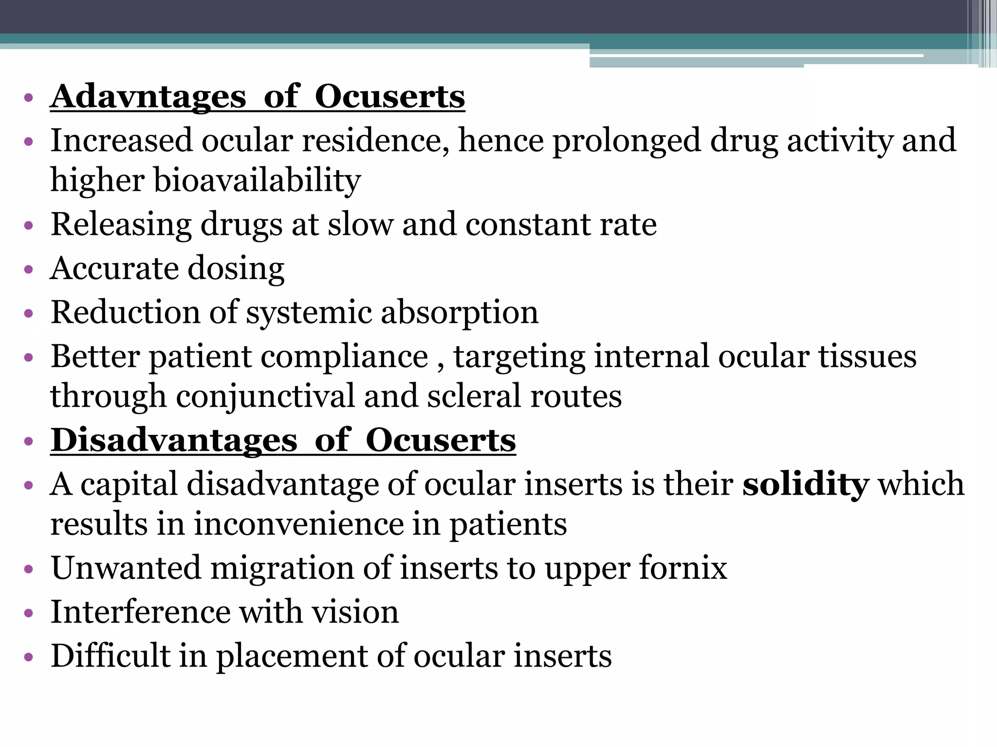ocuserts [ocular inserts] | PPTX