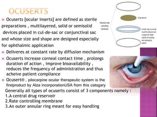 ocuserts [ocular inserts] | PPTX