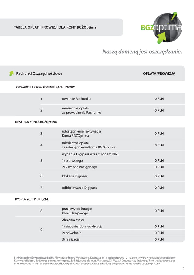 Taryfa bgz optima | PDF