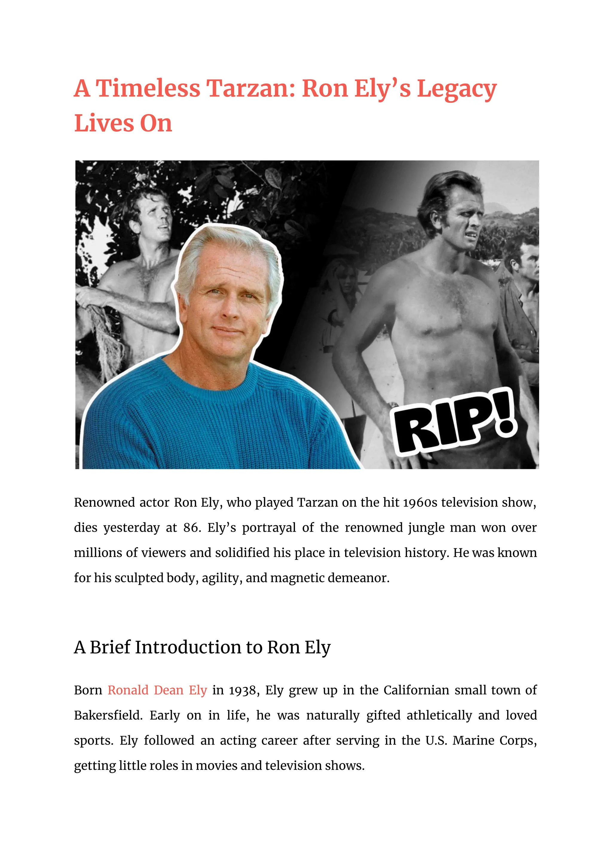 Ron Ely: A Tarzan for All Time died at the age of 86 | PDF