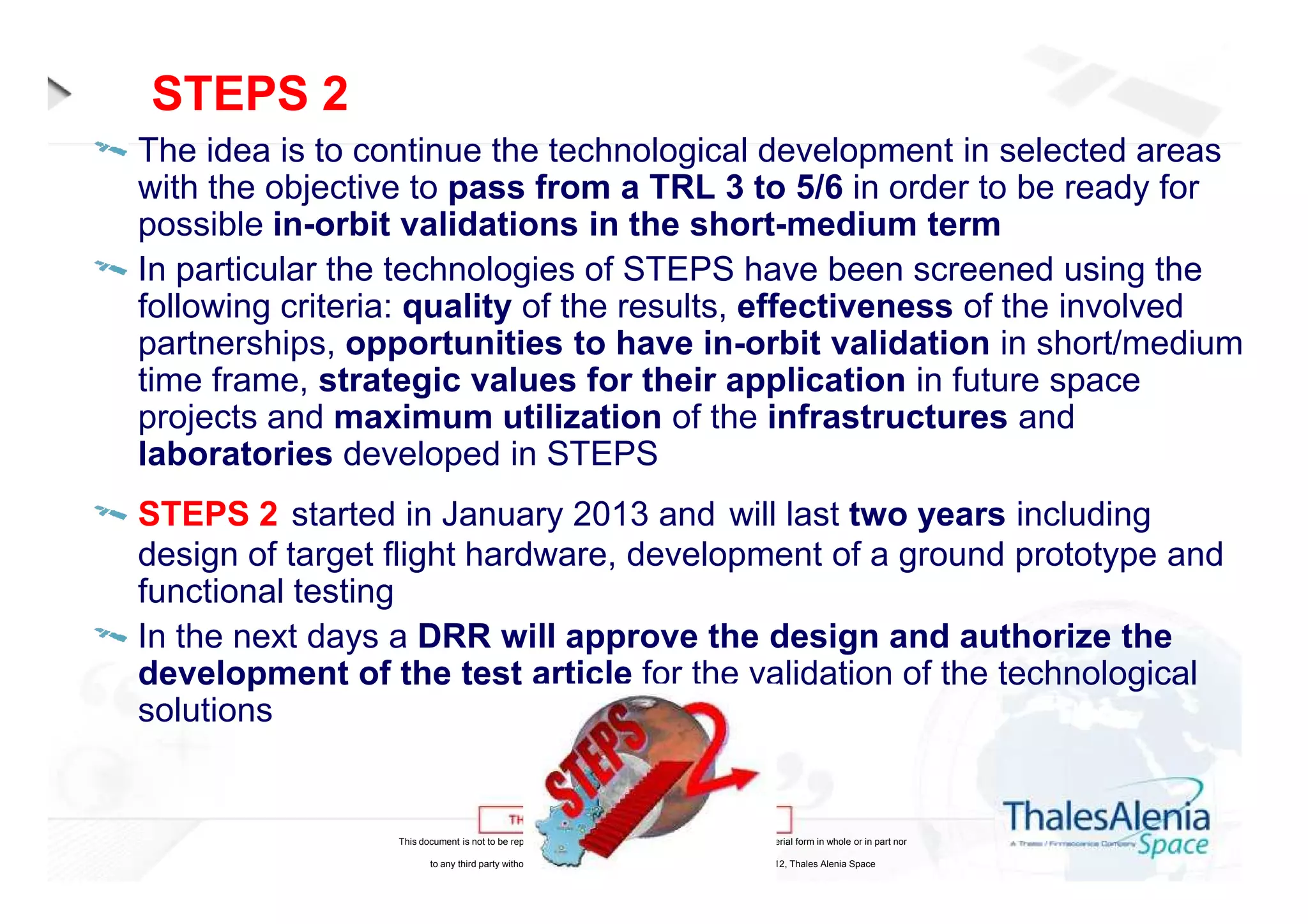 Exploration and Sciences Technologies in Thales Alenia Space towards ...