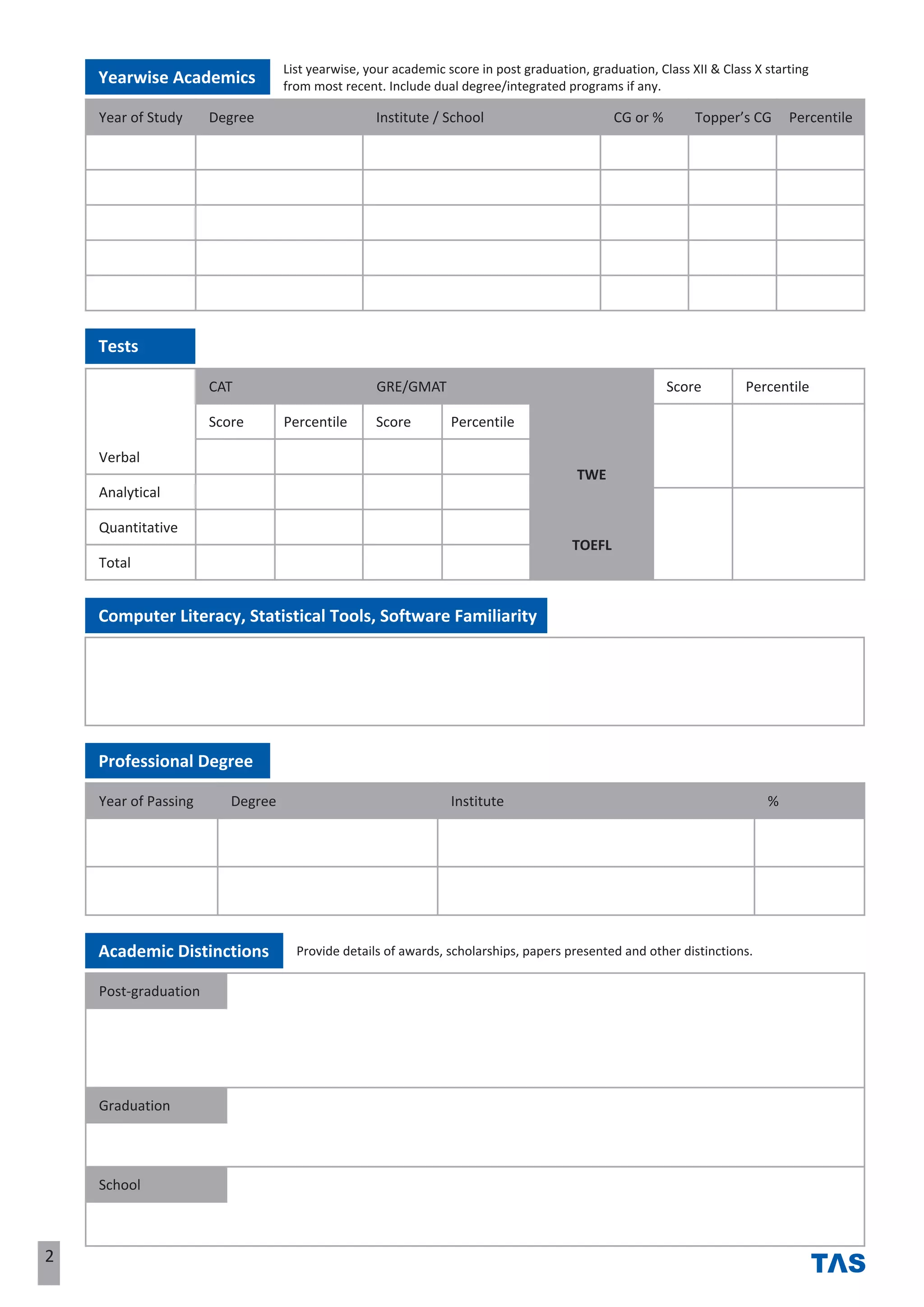 Tas application form | PDF | Standardized Testing | Educational Assessment