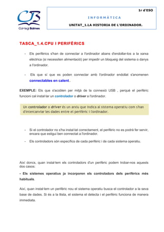 Tasca 1.5.instal·lació de periferics els controladors o drivers | PDF