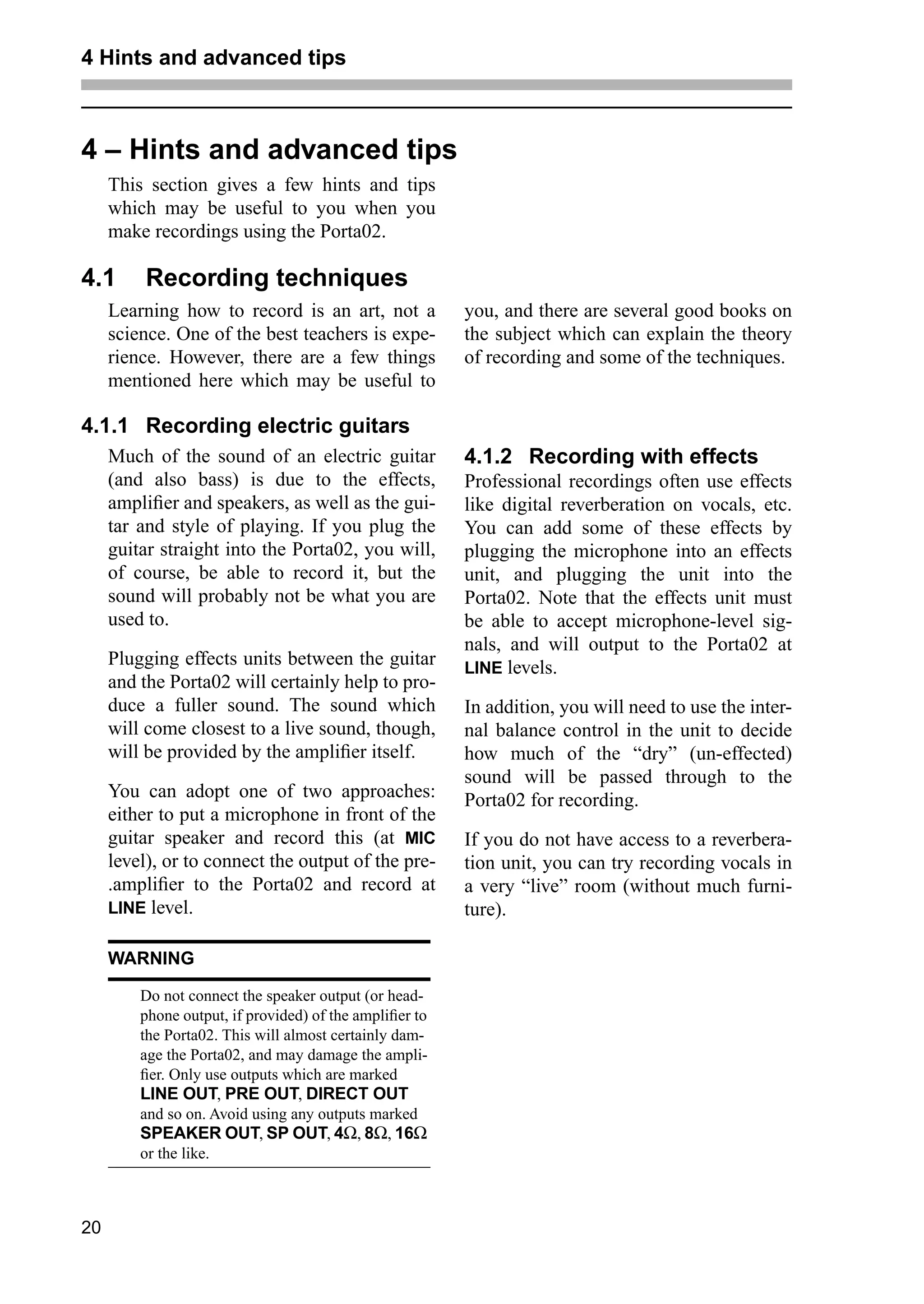 Tascam porta 02 manual | PDF